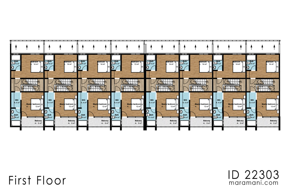 2 Bedroom Apartment Block - ID 22303 - Floor plans by Maramani