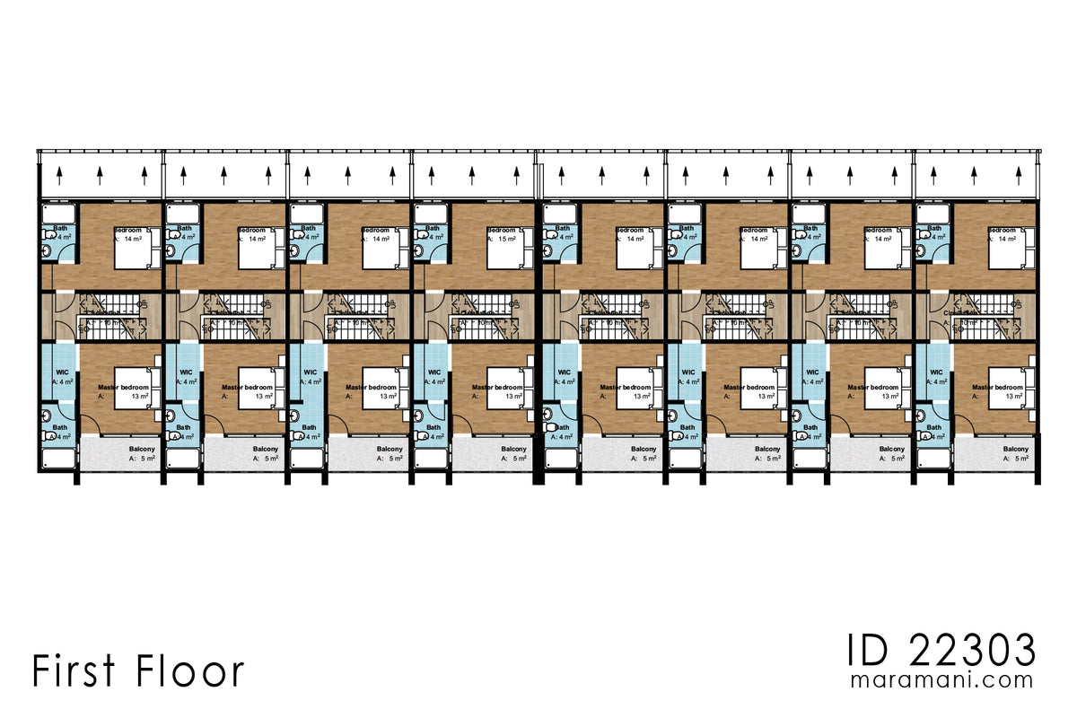2 Bedroom Apartment Block - ID 22303 - Floor plans by Maramani