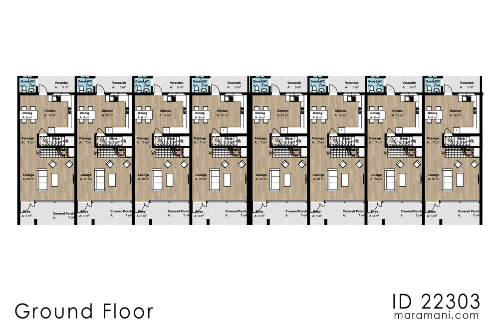 2 Bedroom Apartment Block - ID 22303 - Floor plans by Maramani
