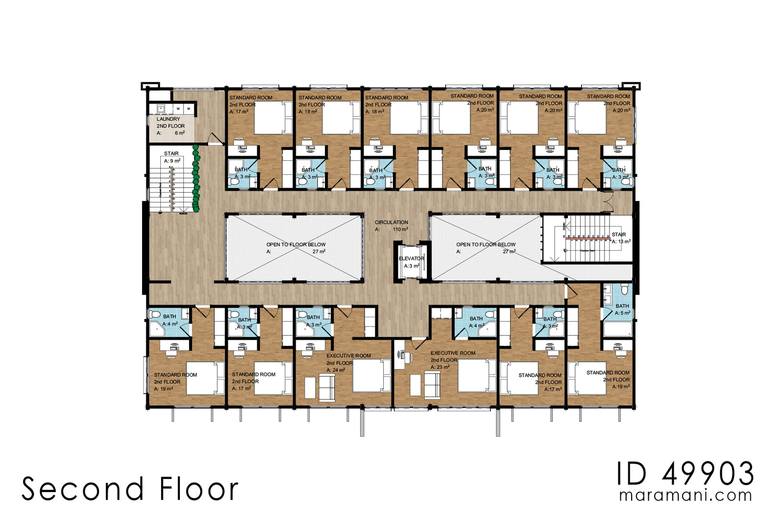 37 Room Hotel Design - ID 49903 - Plan by Maramani.com