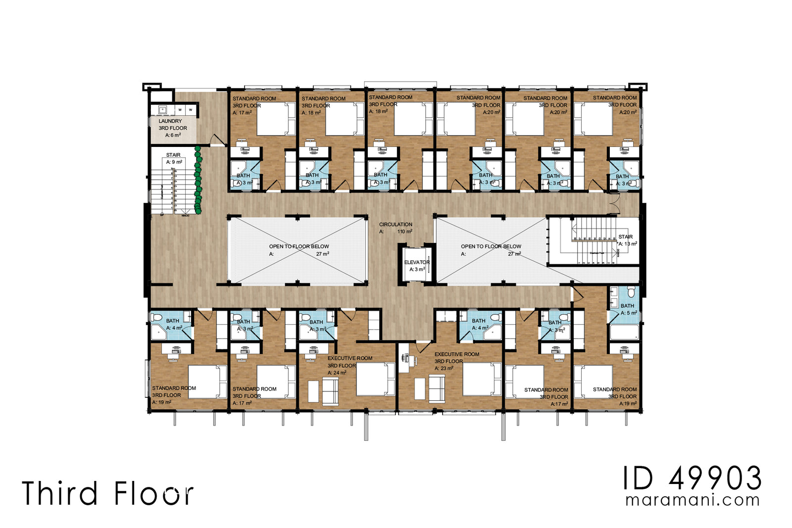 37 Room Hotel Design - ID 49903 - Plan by Maramani.com