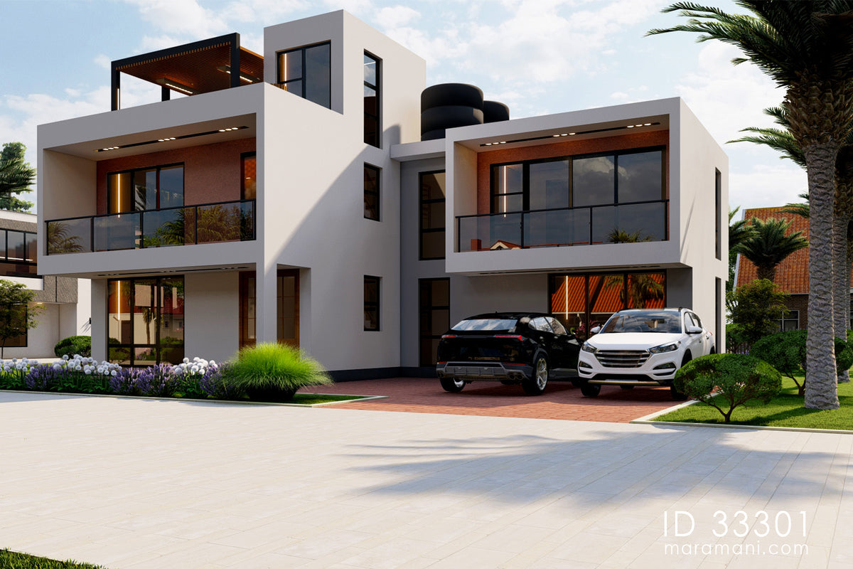 3 Bedroom House plan with roof terrace - ID 33301 - Design by Maramani