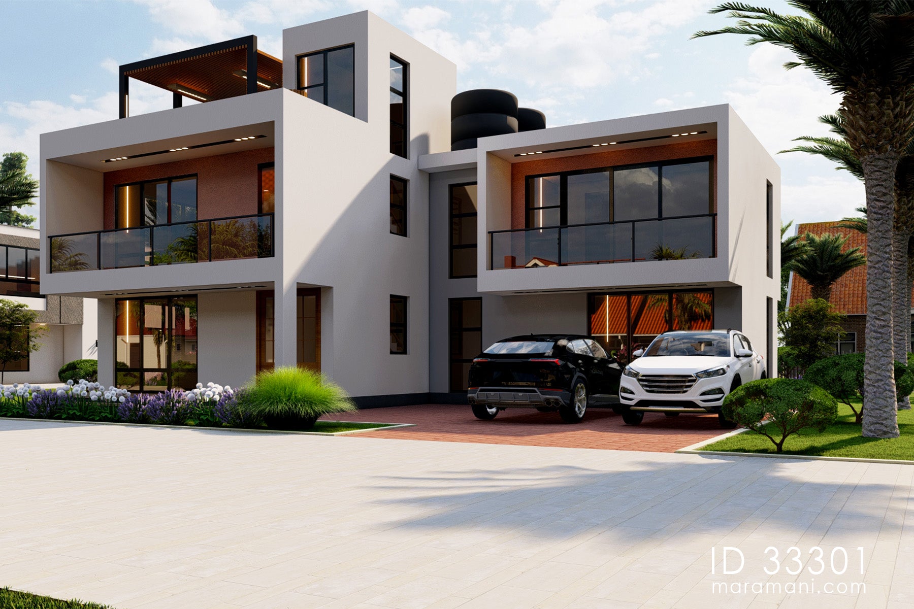3 Bedroom House plan with roof terrace - ID 33301 - Design by Maramani