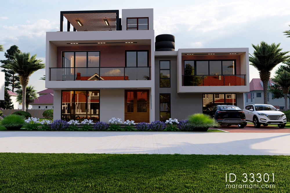 3 Bedroom House plan with roof terrace - ID 33301 - Design by Maramani