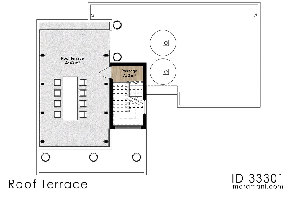 3 Bedroom House plan with roof terrace - ID 33301 - Design by Maramani