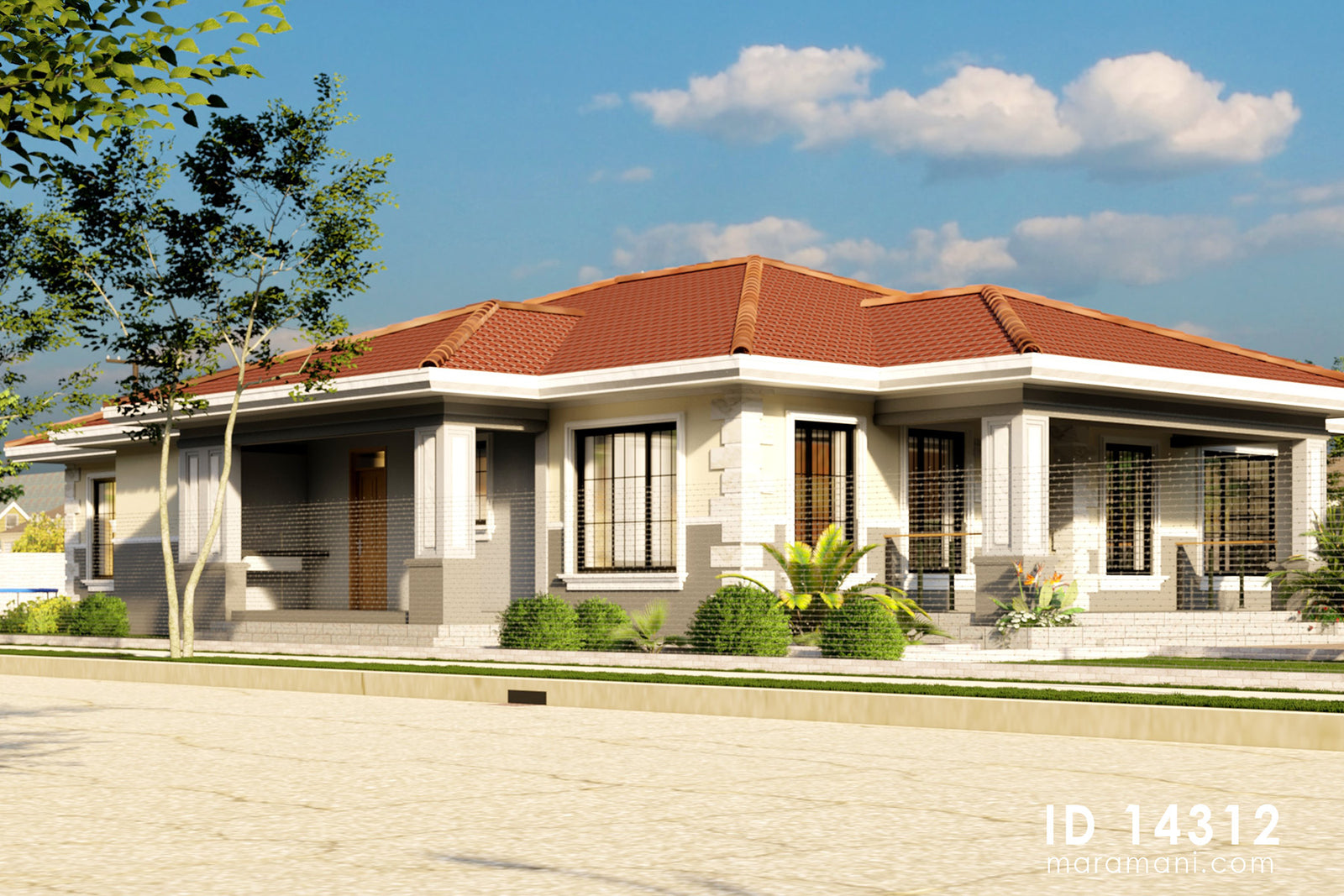 4 Bedroom Hipped roof house - ID 14312 - Floor plan by Maramani