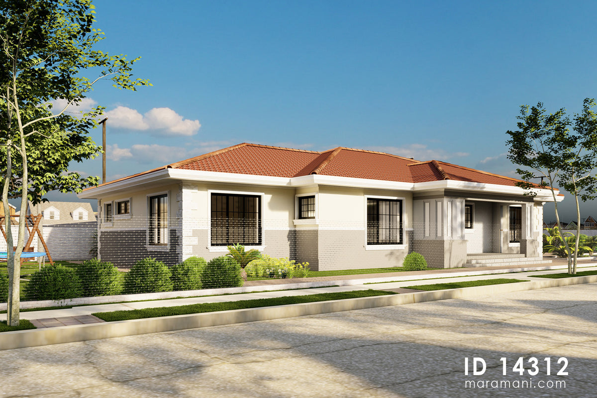 4 Bedroom Hipped roof house - ID 14312 - Floor plan by Maramani