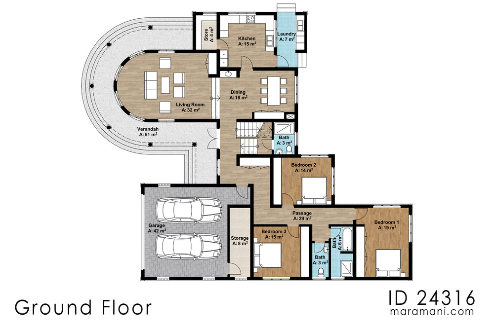 4 Bedroom House Plan with garage - ID 24316 - Design by Maramani.com