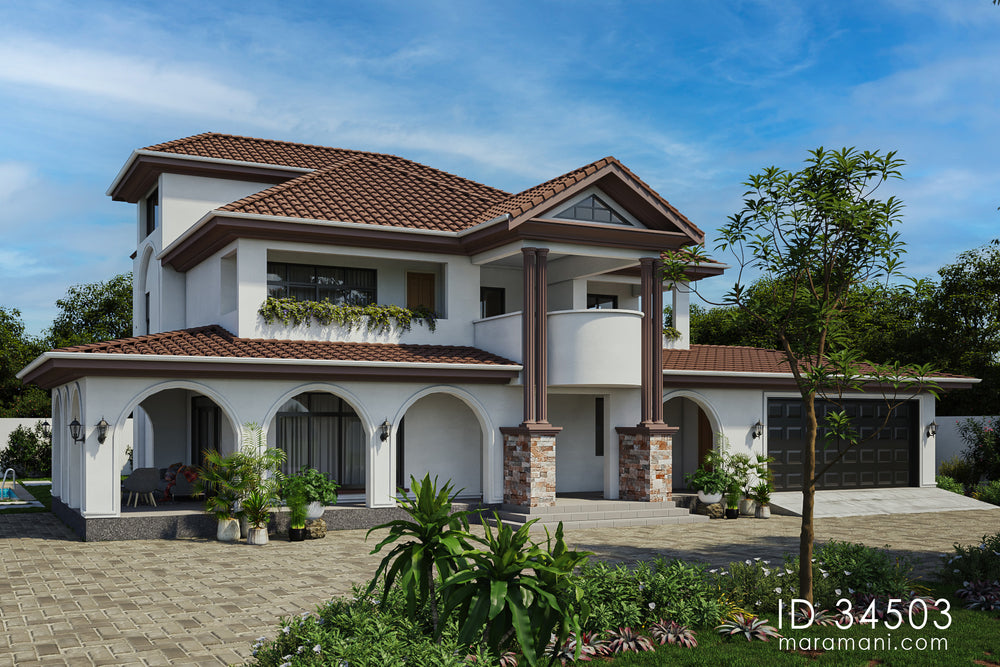 4 Bedroom modern house design - ID 34503 - Floor plan Maramani
