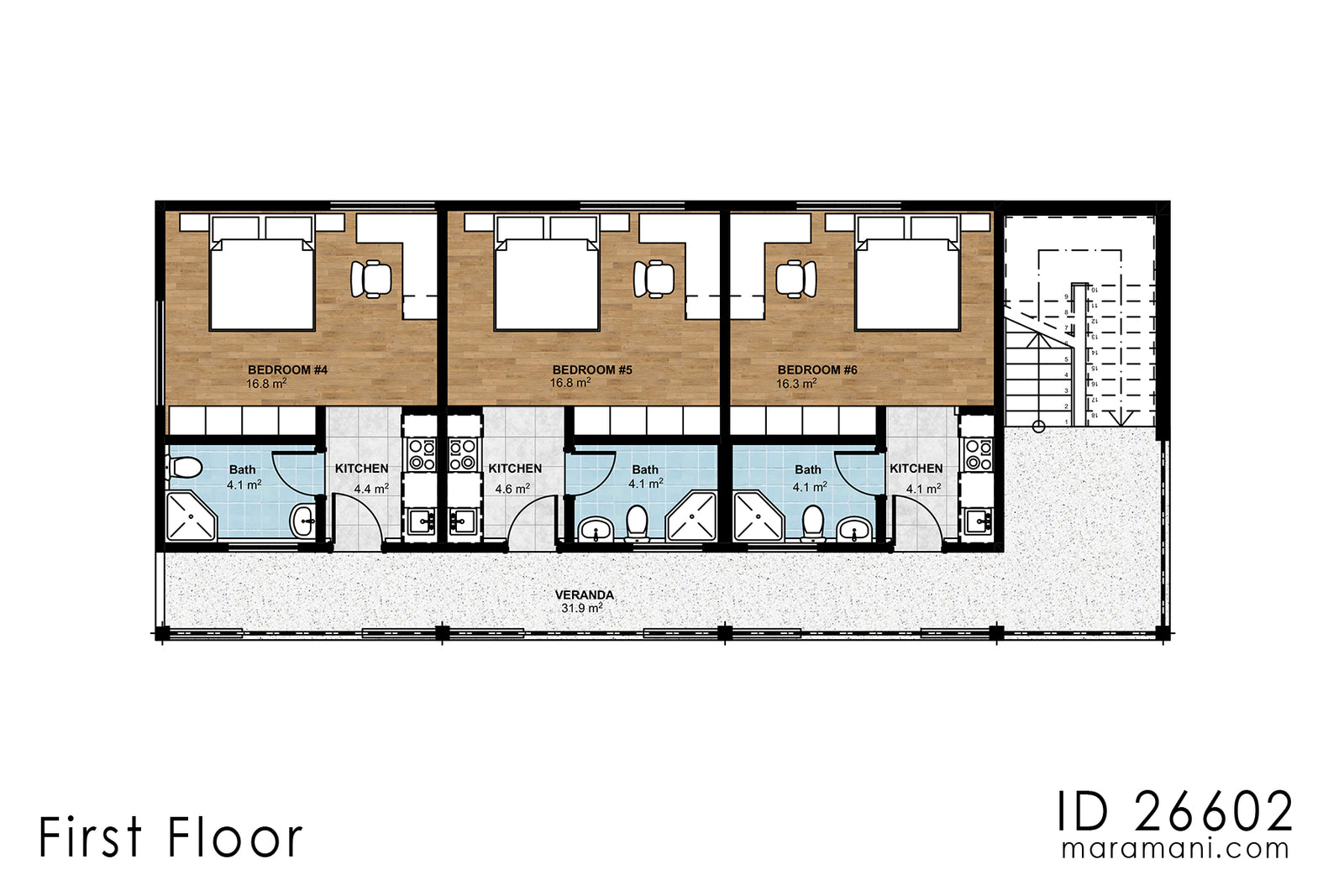 Modern Studio Apartment Block Design - ID 26602 - Plan by Maramani