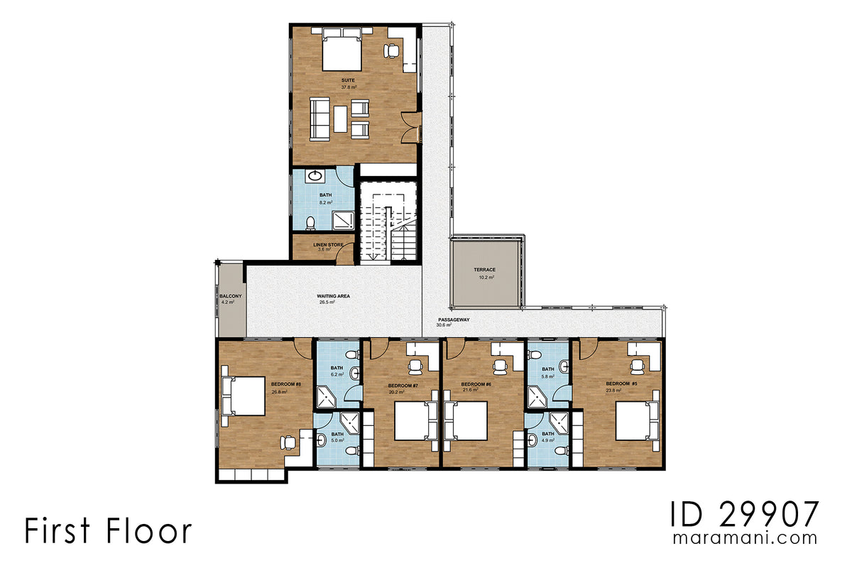 9 Bedroom Lodge Design - ID 29907 - Plans by Maramani.com