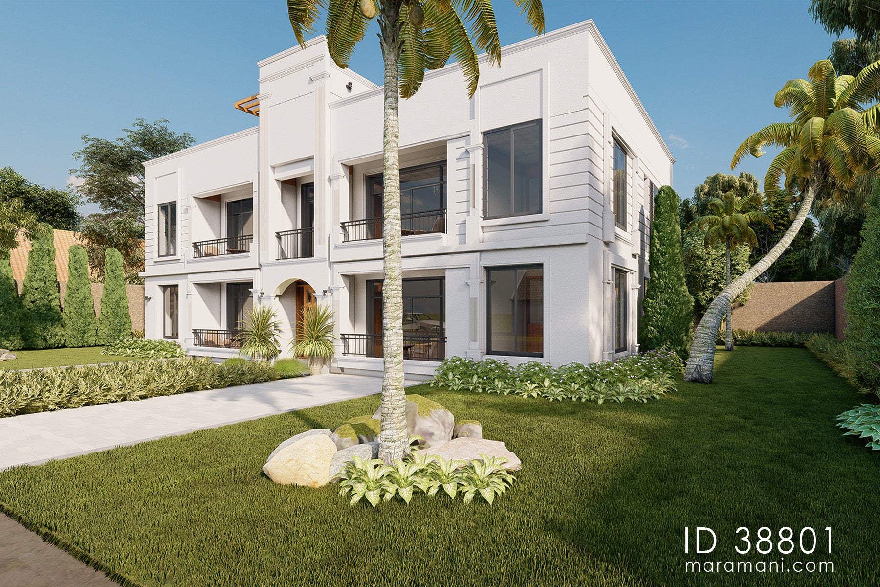 Fourplex 2-Bedroom apartment House Plan - ID 38801 - Maramani