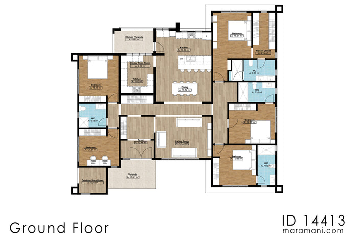 Spacious 4-Bedroom 4-Bathroom House Plan -ID 14413