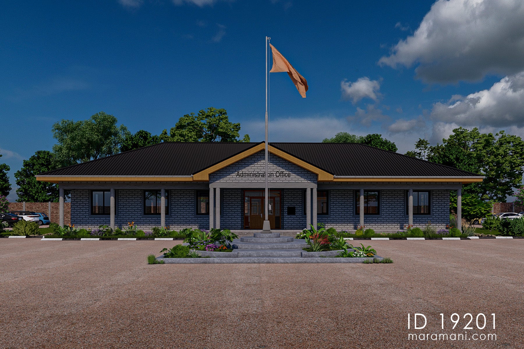 A Modern Single-Story Office Plan - ID19201