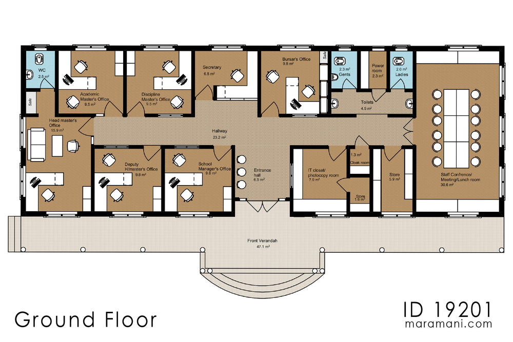 A Modern Single-Story Office Plan - ID19201