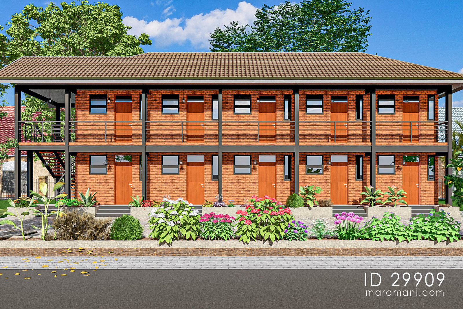 10-Bedroom Hostel Building Plan - ID 29909 - By Maramani