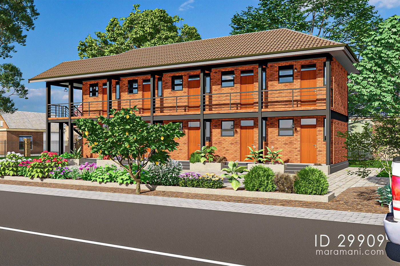 10-Bedroom Hostel Building Plan - ID 29909 - By Maramani