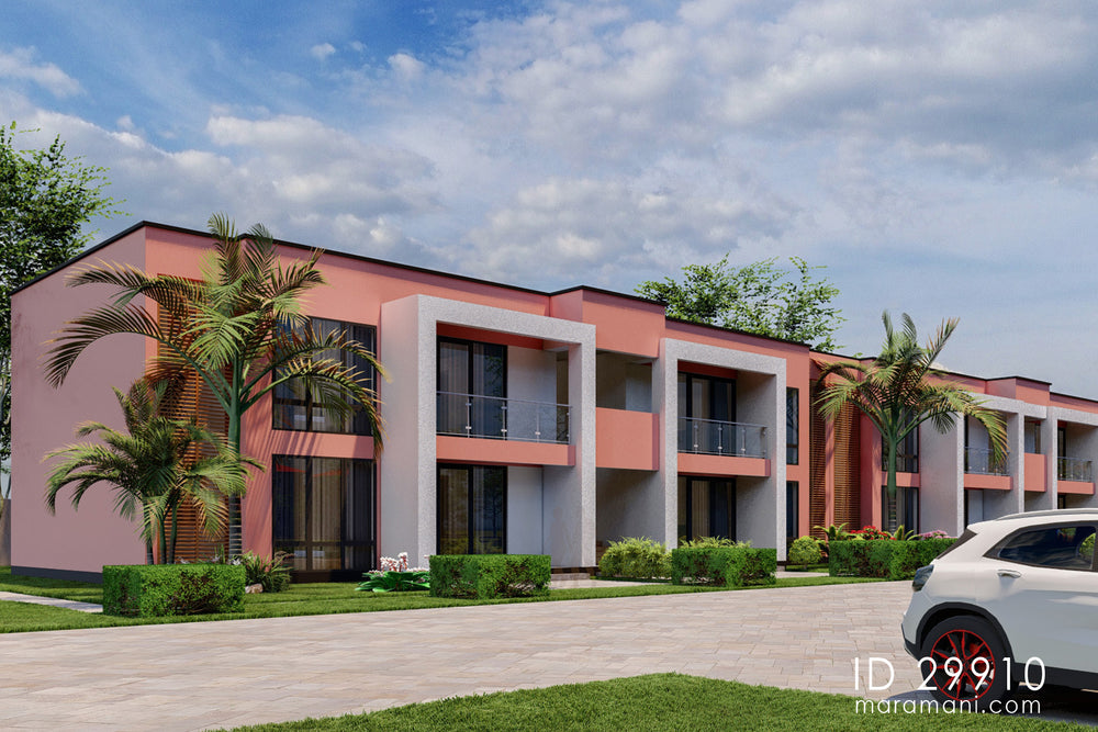 10 Unit, 2-Story Apartment Block Plan – ID 29910