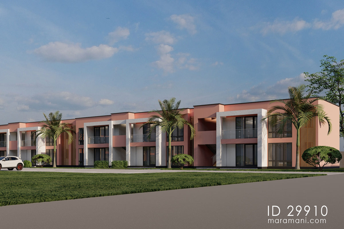 10 Unit, 2-Story Apartment Block Plan – ID 29910