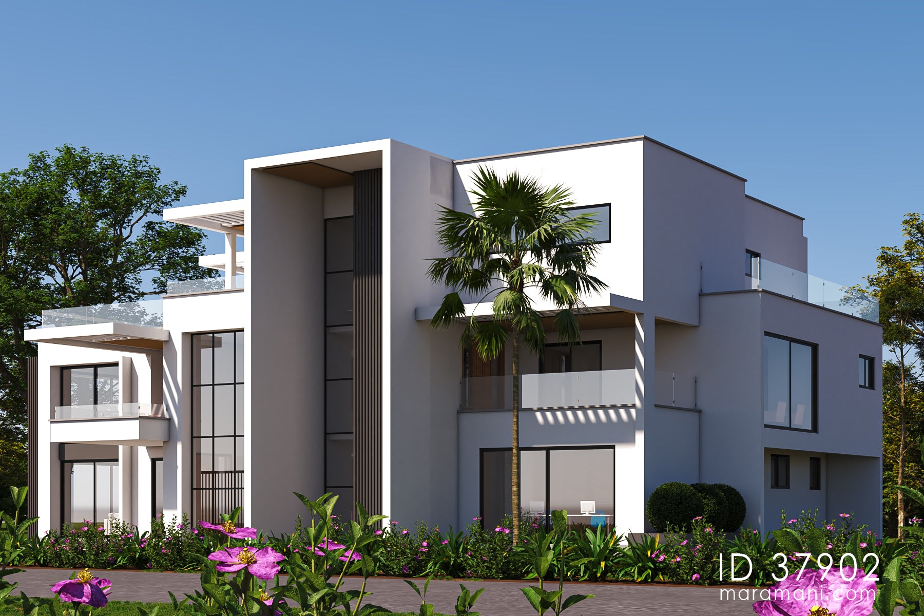 Luxurious 7-Bedrooms, 3-Story House Plan - ID 37902