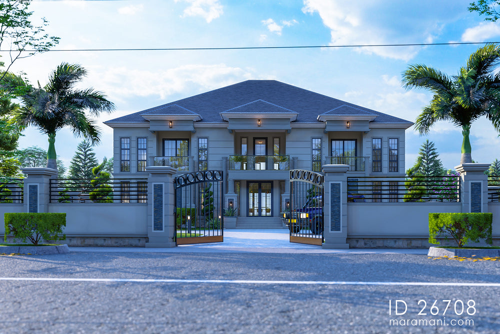 Modern classical 6-bedroom mansion - ID 26708 - Plans by Maramani