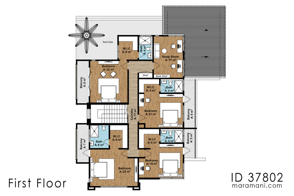 Modern house plan 7 bedrooms - ID 37802 - House designs by Maramani