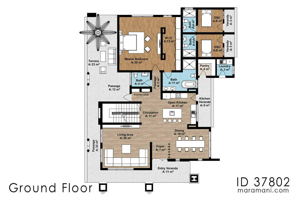Modern house plan 7 bedrooms - ID 37802 - House designs by Maramani