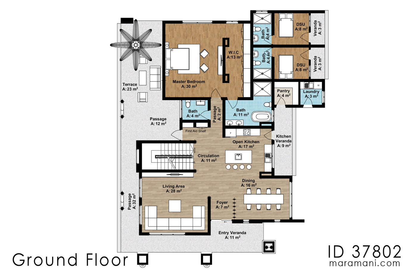 Modern house plan 7 bedrooms - ID 37802 - House designs by Maramani