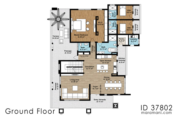 Modern house plan 7 bedrooms - ID 37802 - House designs by Maramani