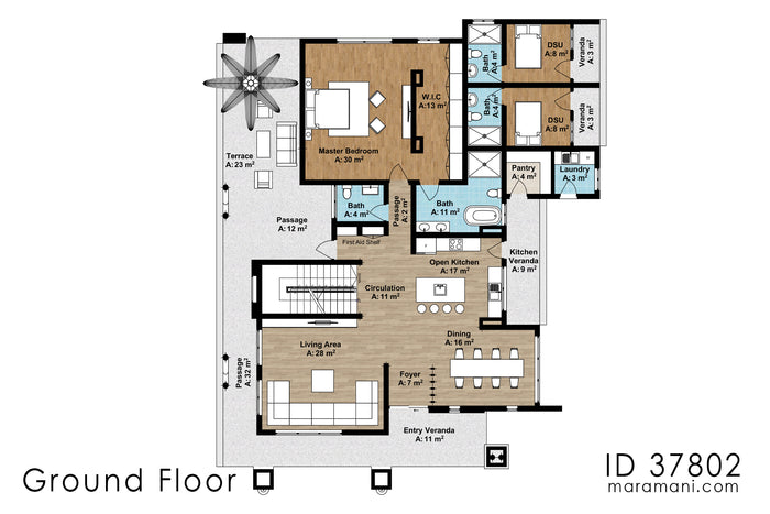 Modern house plan 7 bedrooms - ID 37802 - House designs by Maramani