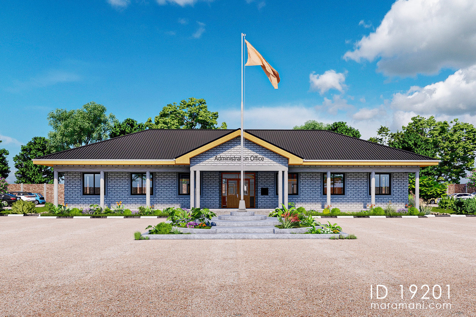 A Modern Single-Story Office Plan - ID19201