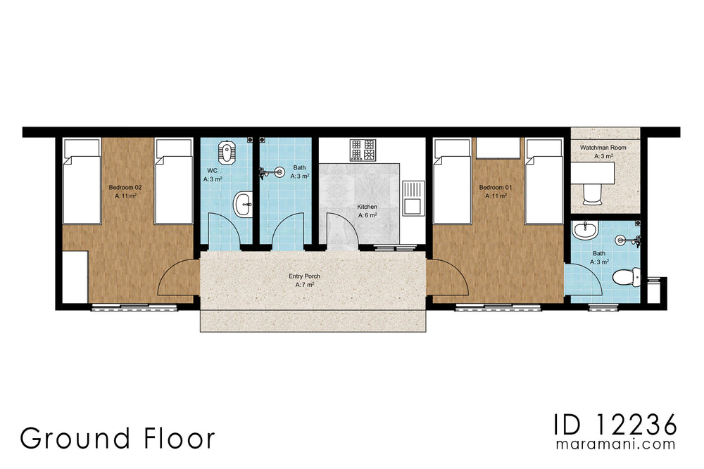 Staff quarters plan - ID 12236 - by Maramani SEO