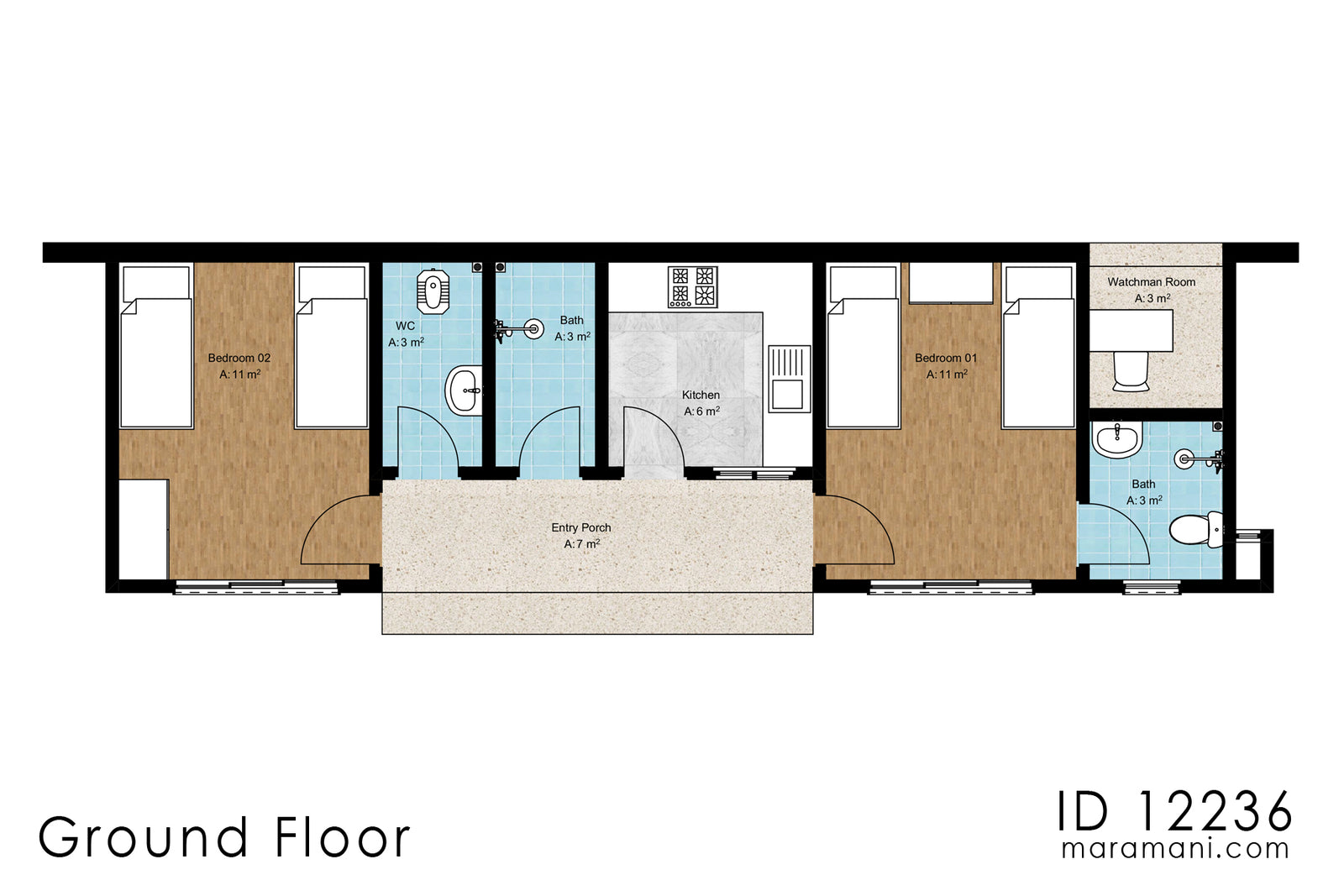 Staff quarters plan - ID 12236 - by Maramani SEO