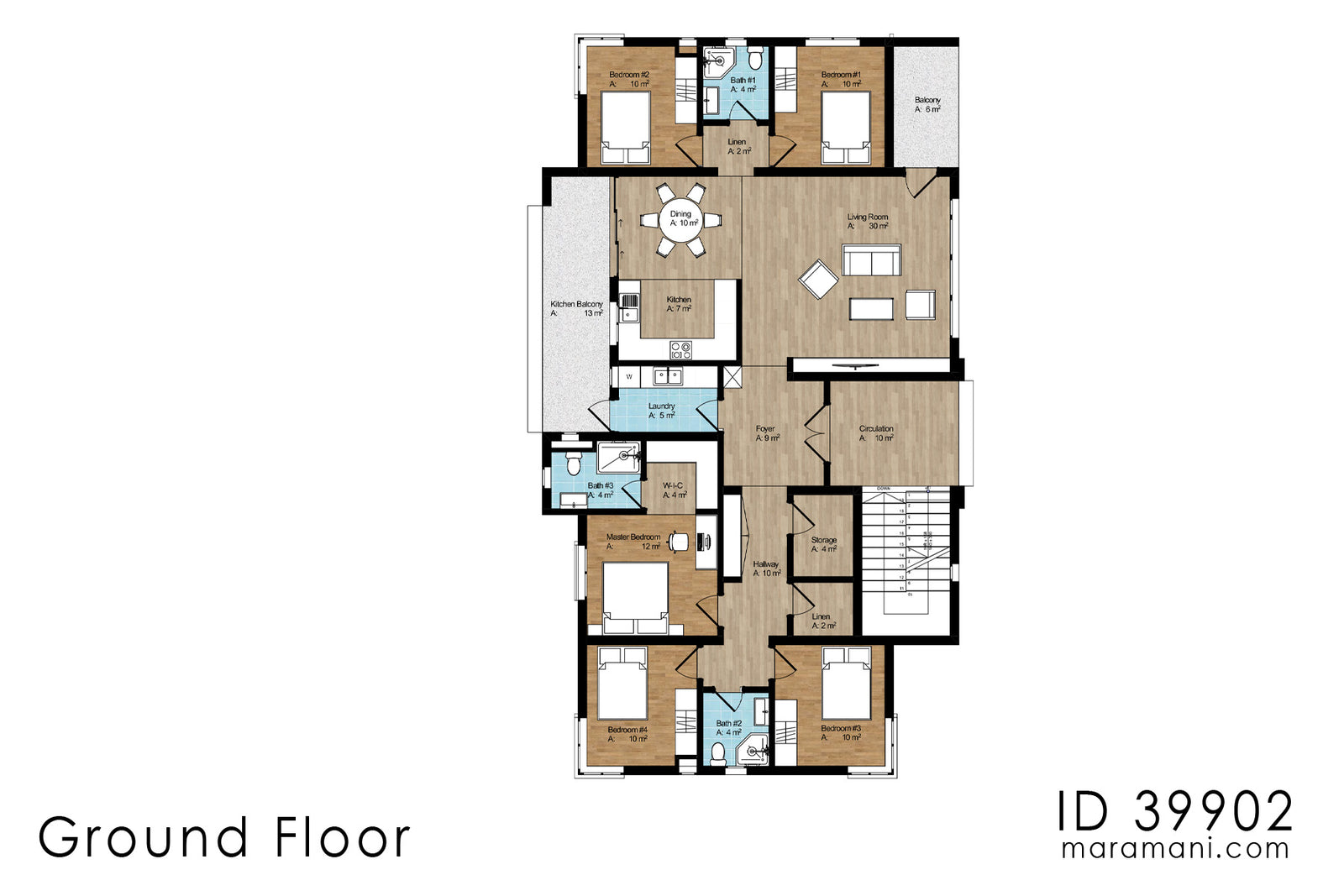 Rental Apartment House Plan - ID 39902 - Floor Plan by Maramani