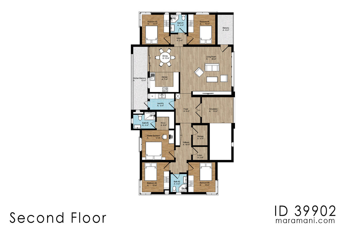 Rental Apartment House Plan - ID 39902 - Floor Plan by Maramani