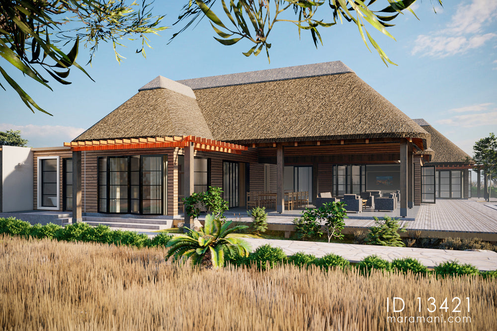 Thatch roof 3 bedroom house - ID 13421 - Plans by Maramani.com