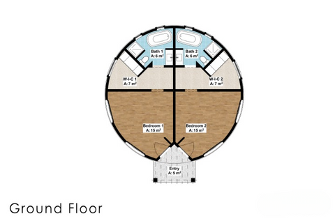 Two bedroom thatch roof house - ID 12228 - Plan by Maramani