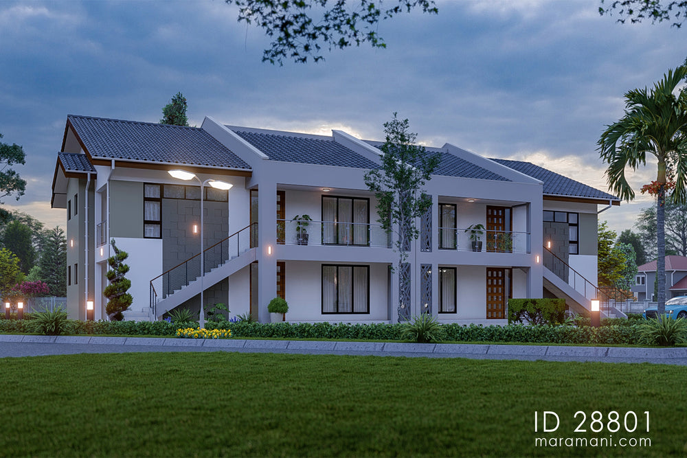 2 Bedroom 4-plex building - ID 28801 - Plan Design by Maramani.com