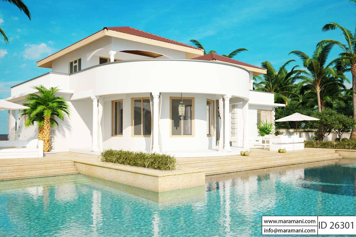 2 story house with pool - ID 26301 - House Plans by Maramani