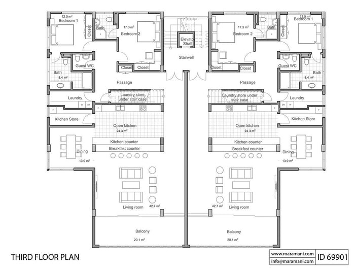 Apartment Complex Floor Plan - ID 69901 - Building Plans by Maramani