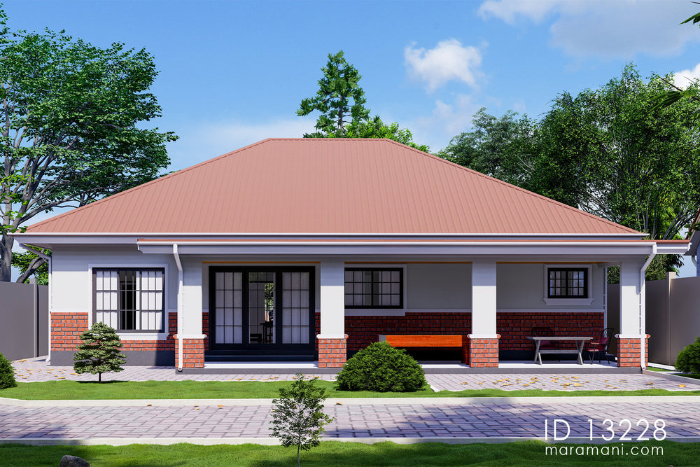 A 3 bedroom with 2 bathroom house design - ID 13228 - Plan by Maramani