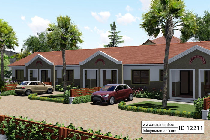 A 2 bedroom row house plan for real-estate purposes - ID 12211