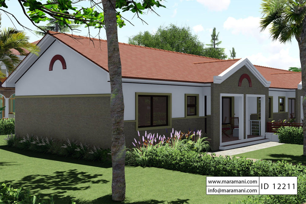 A 2 bedroom row house plan for real-estate purposes - ID 12211