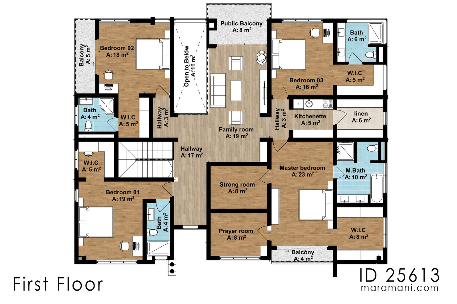 A Contemporary 5-Bedroom house plan - ID 25613 design by Maramani