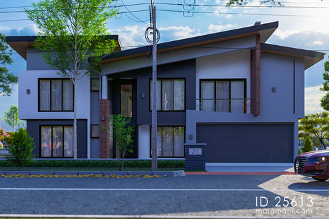 A Contemporary 5-Bedroom house plan - ID 25613 design by Maramani