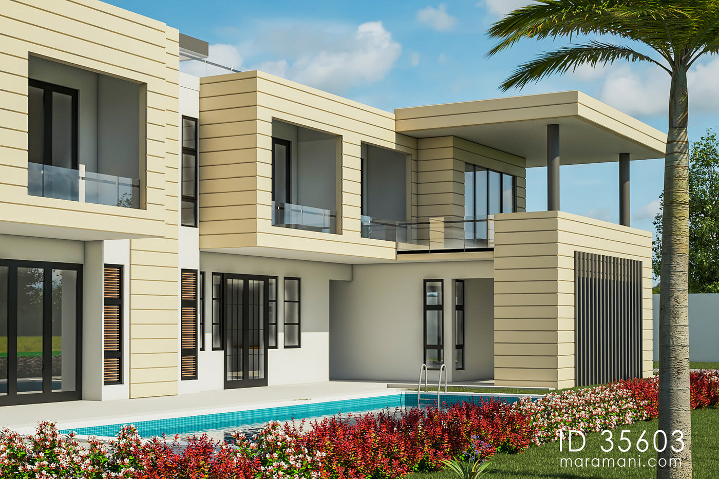Contemporary 5 bedroom house design - ID 35603 - Plan by Maramani.com