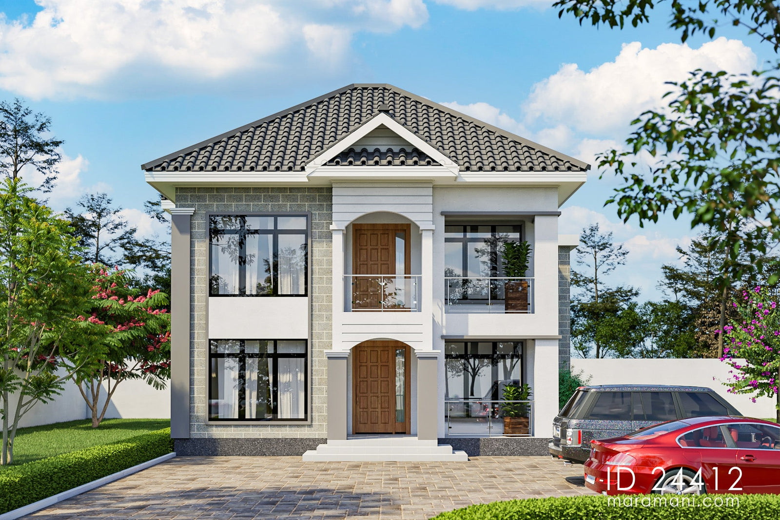 Duplex 2 bedroom apartment - ID 24412 - House plans by Maramani.com