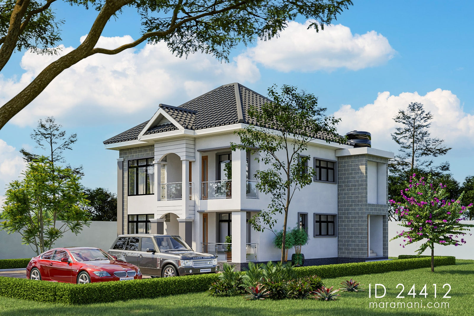 Duplex 2 bedroom apartment - ID 24412 - House plans by Maramani.com