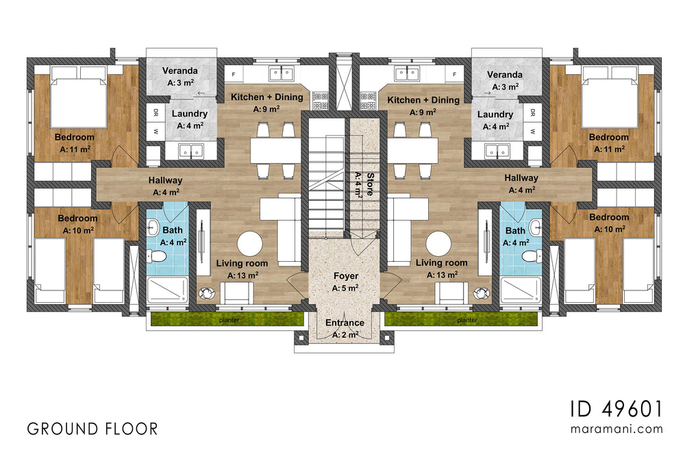 2 Bedroom Apartments - ID 49601 - Design by Maramani