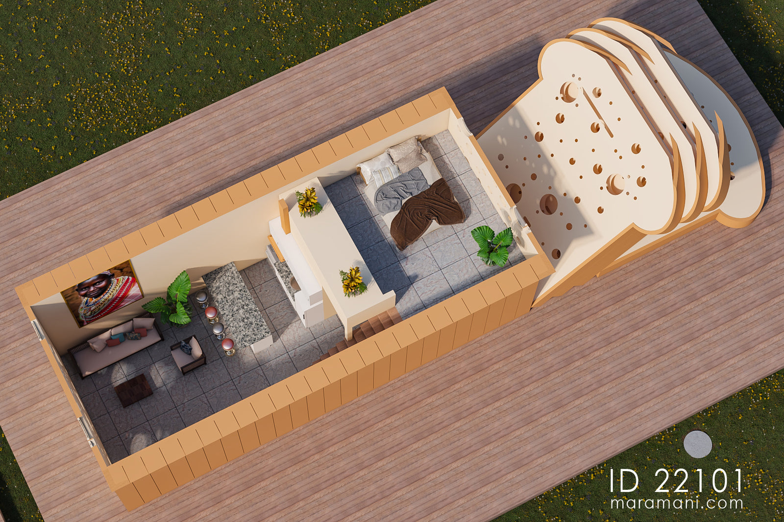 Crazy Design | Two Bedroom Bread House - ID 11108 - Plans by Maramani